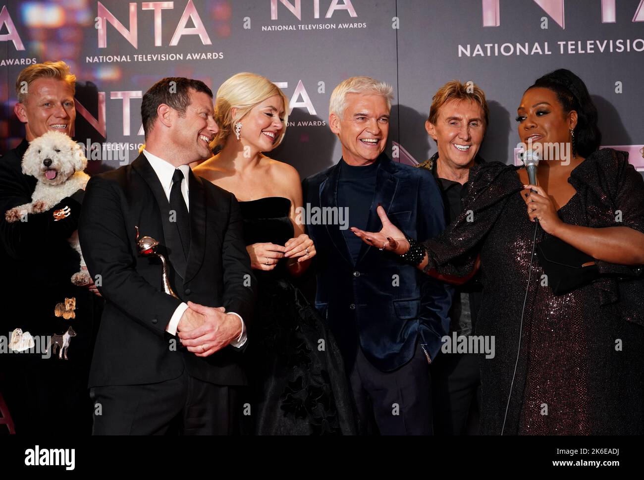 Dermot O'Leary, Holly Willoughby, Phillip Schofield, Nik Speakman and Alison Hammond celebrate ...