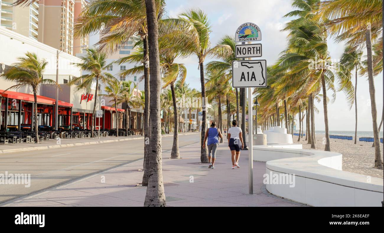 A fort Lauderdale a1a north sign board in broward county Florida, ocean ...
