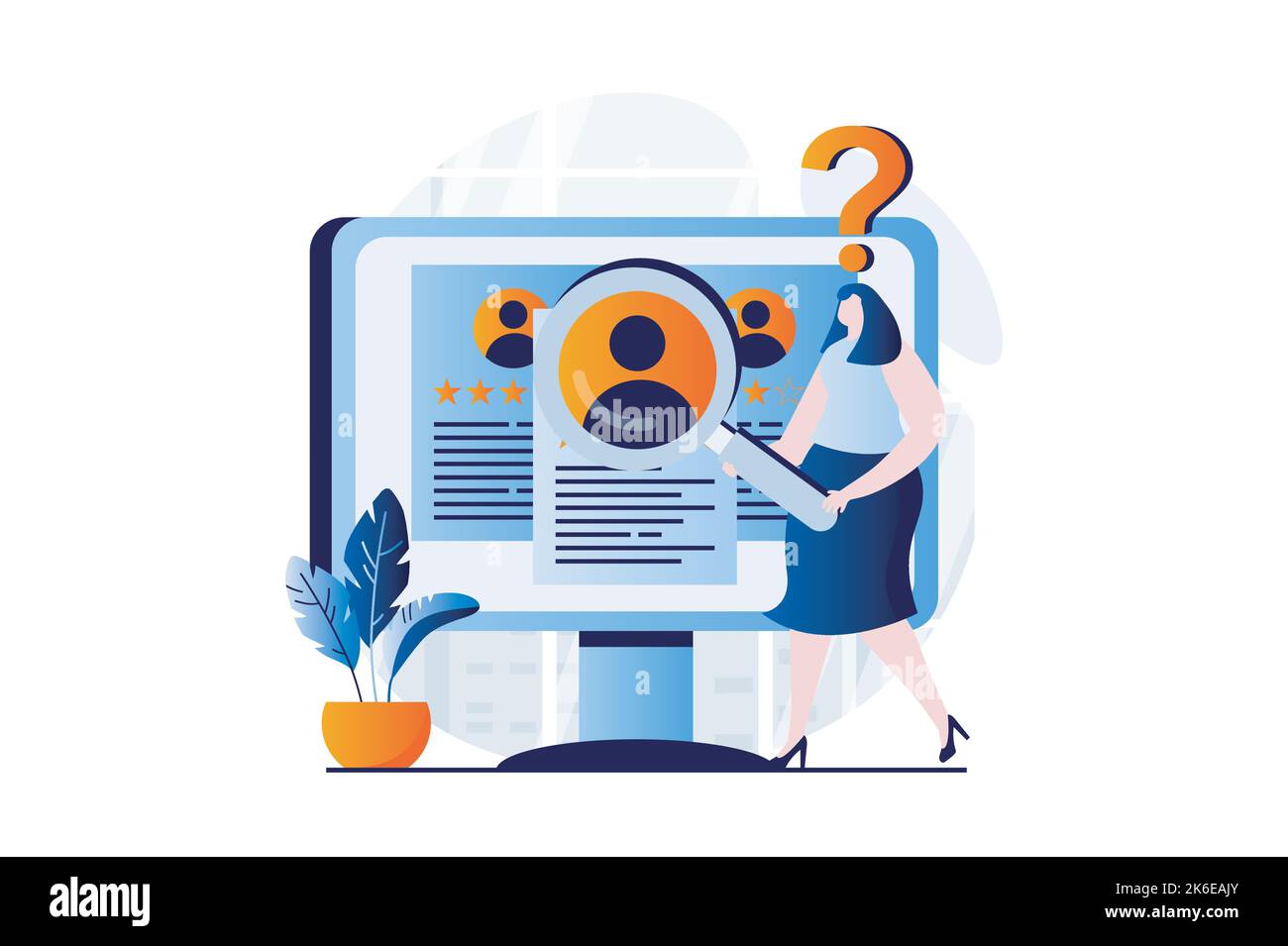 Employee hiring process concept with people scene in flat cartoon ...