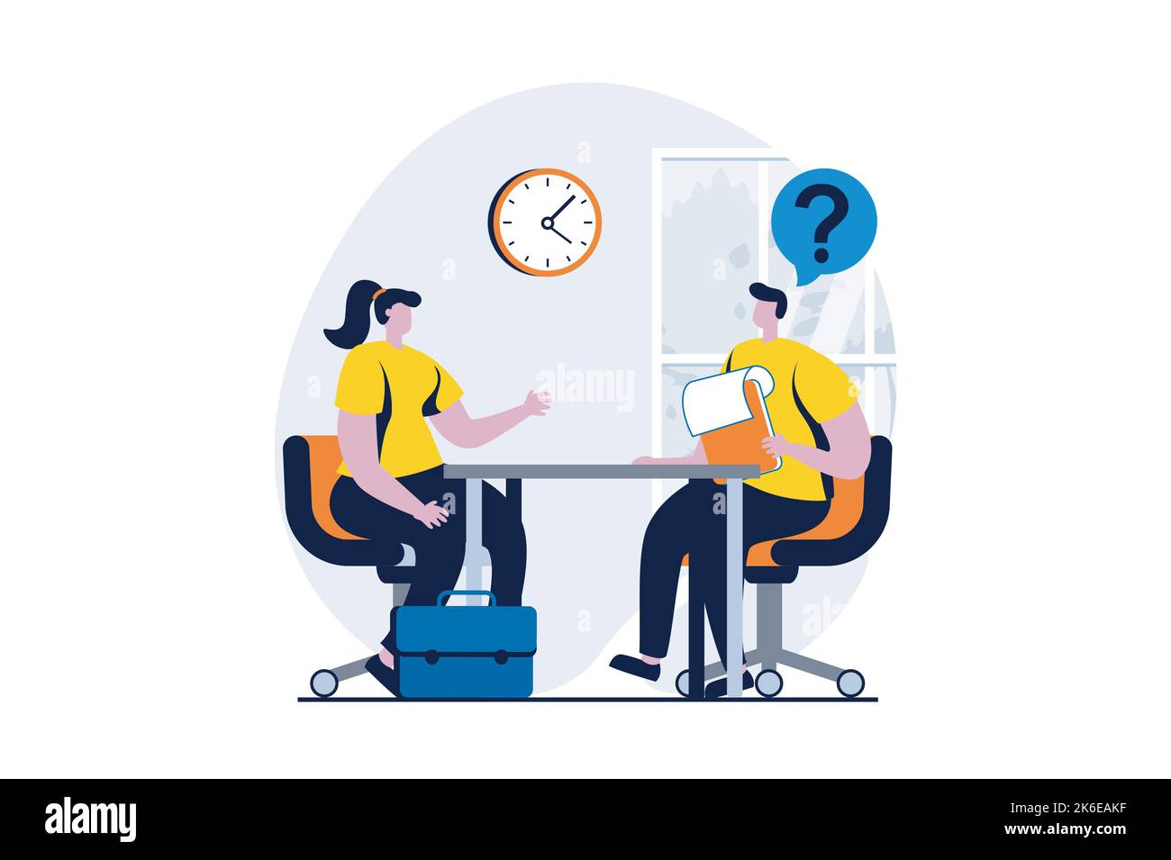 Employee hiring process concept with people scene in flat cartoon ...