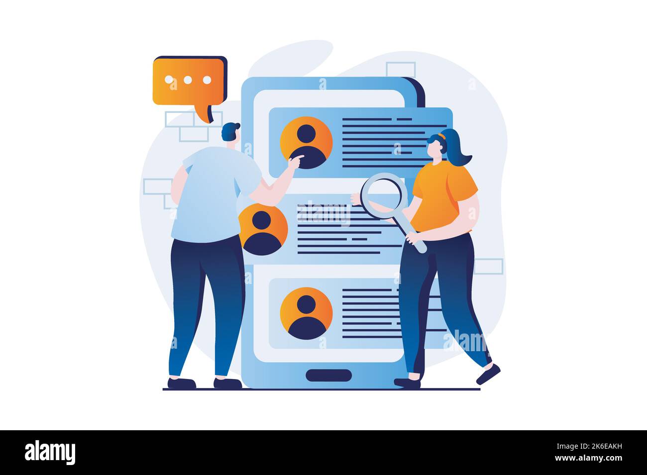 Employee hiring process concept with people scene in flat cartoon ...