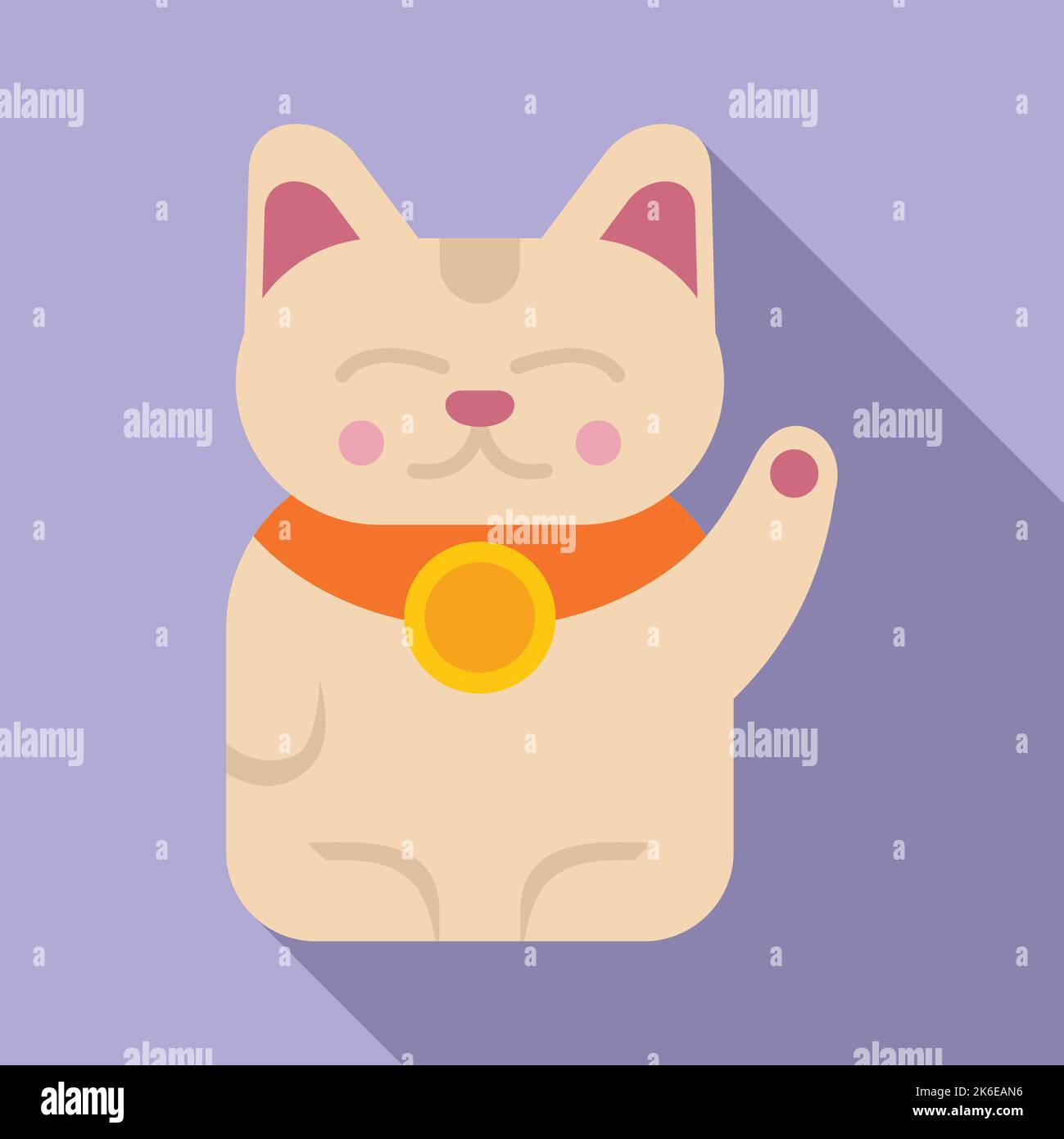 Neko lucky cat icon flat vector. Japan fortune. Cute money Stock Vector ...