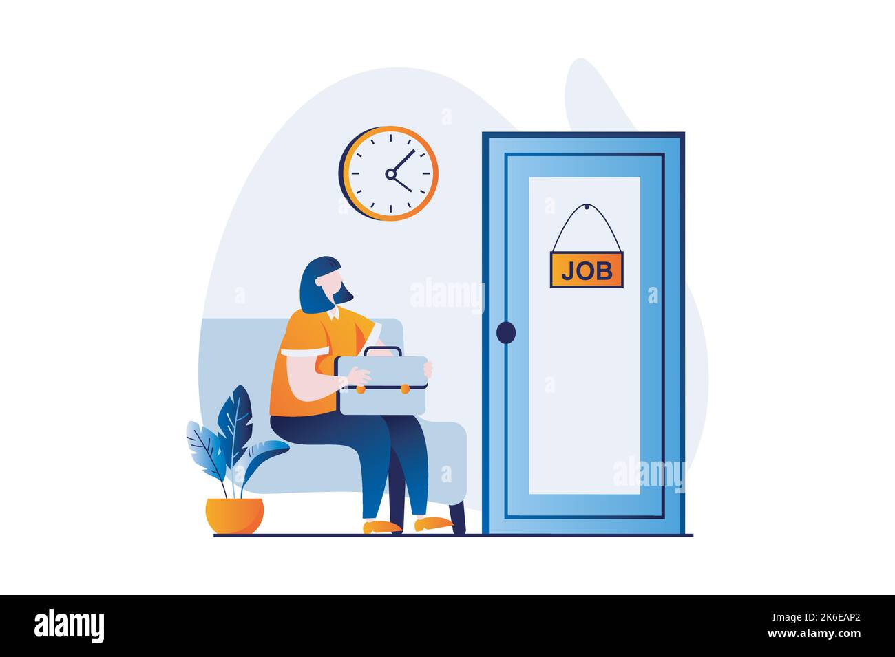 Employee hiring process concept with people scene in flat cartoon ...