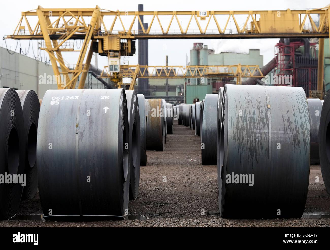 Steel rolls sit at ArcelorMittal Dofasco‚Äôs recently upgraded production facility in Hamilton ...