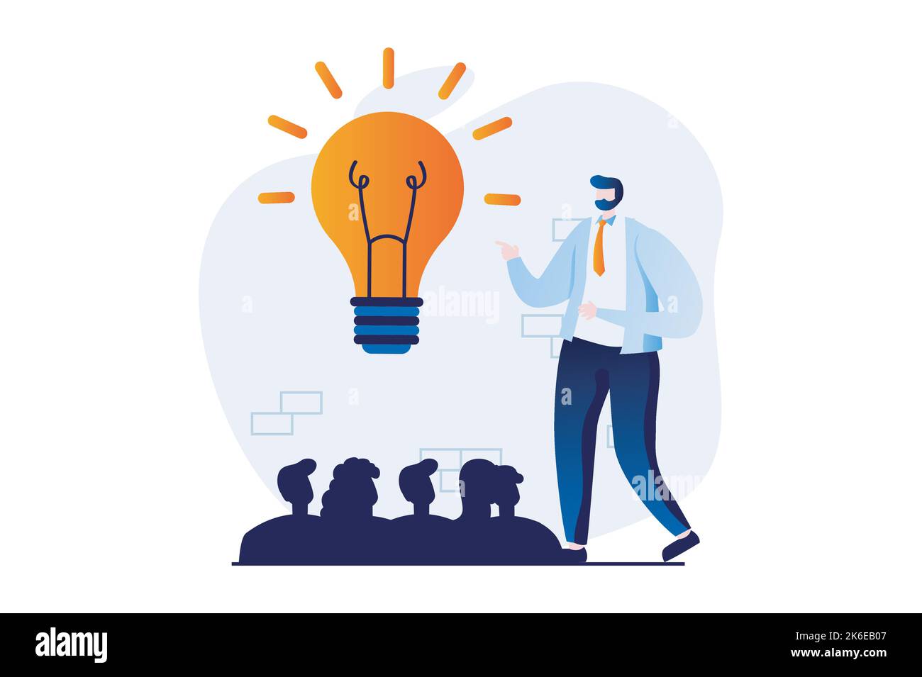 Finding solution concept with people scene in flat cartoon design. Man ...