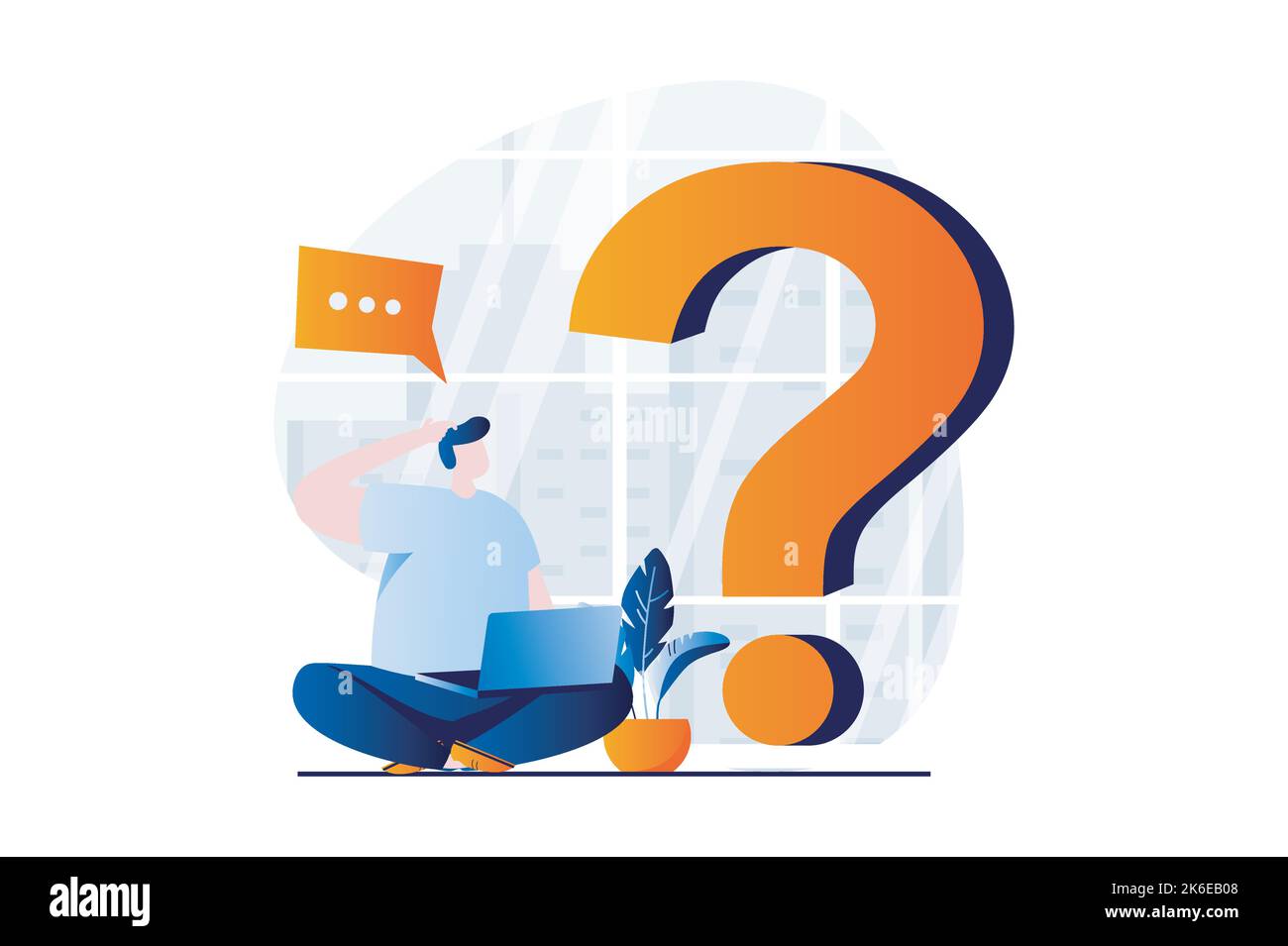 Finding solution concept with people scene in flat cartoon design. Man ...