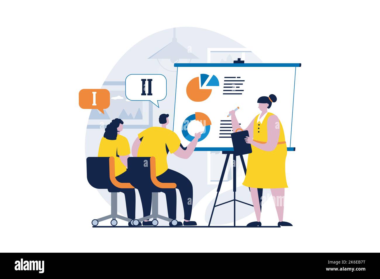 Finding solution concept with people scene in flat cartoon design ...