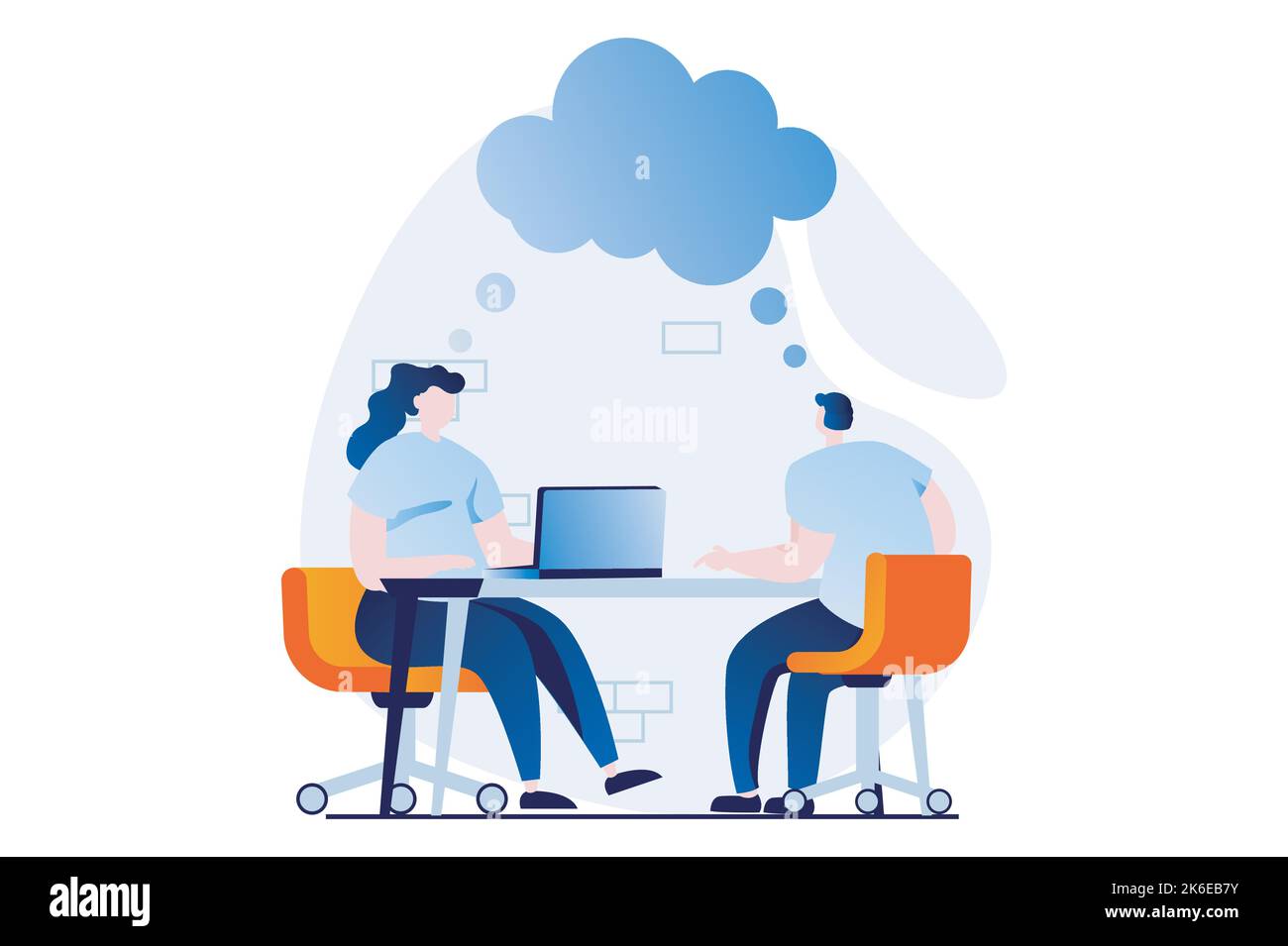 Finding solution concept with people scene in flat cartoon design. Man ...