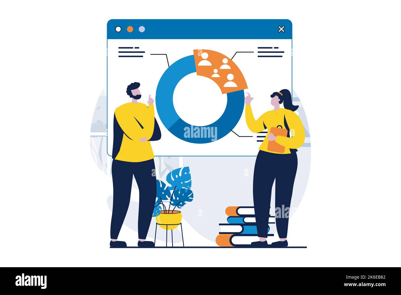 Finding solution concept with people scene in flat cartoon design. Man ...