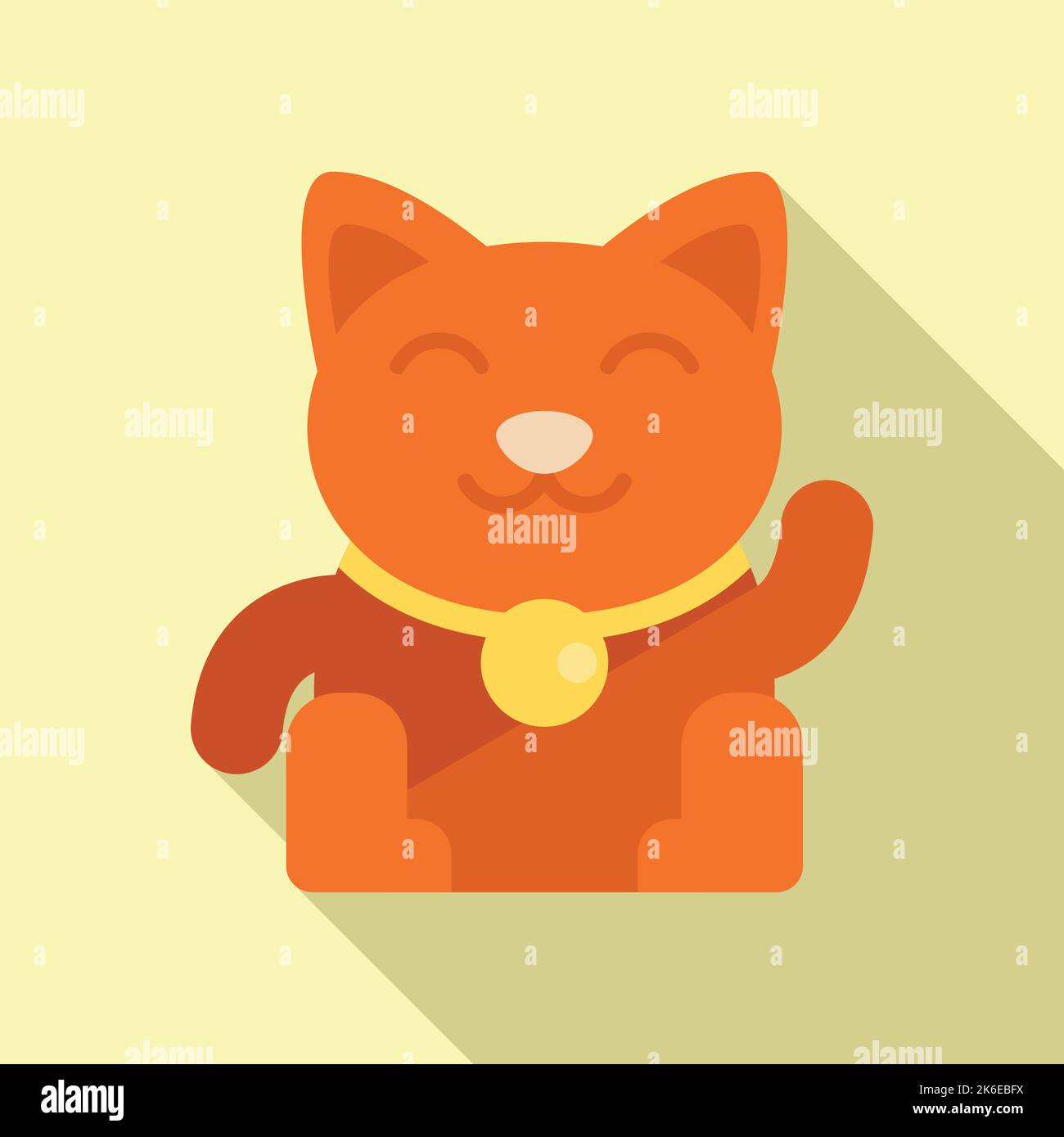 Kawaii lucky cat icon flat vector. Japan neko. Chinese animal Stock ...