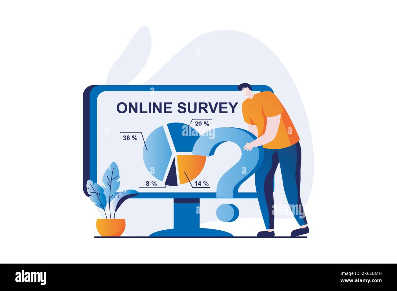 Online survey concept with people scene in flat cartoon design. Man ...