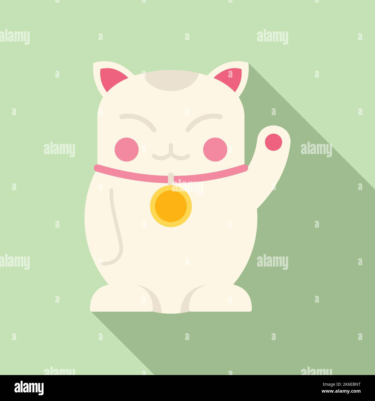 Fortune cat icon flat vector. Lucky maneki. Japan luck Stock Vector ...