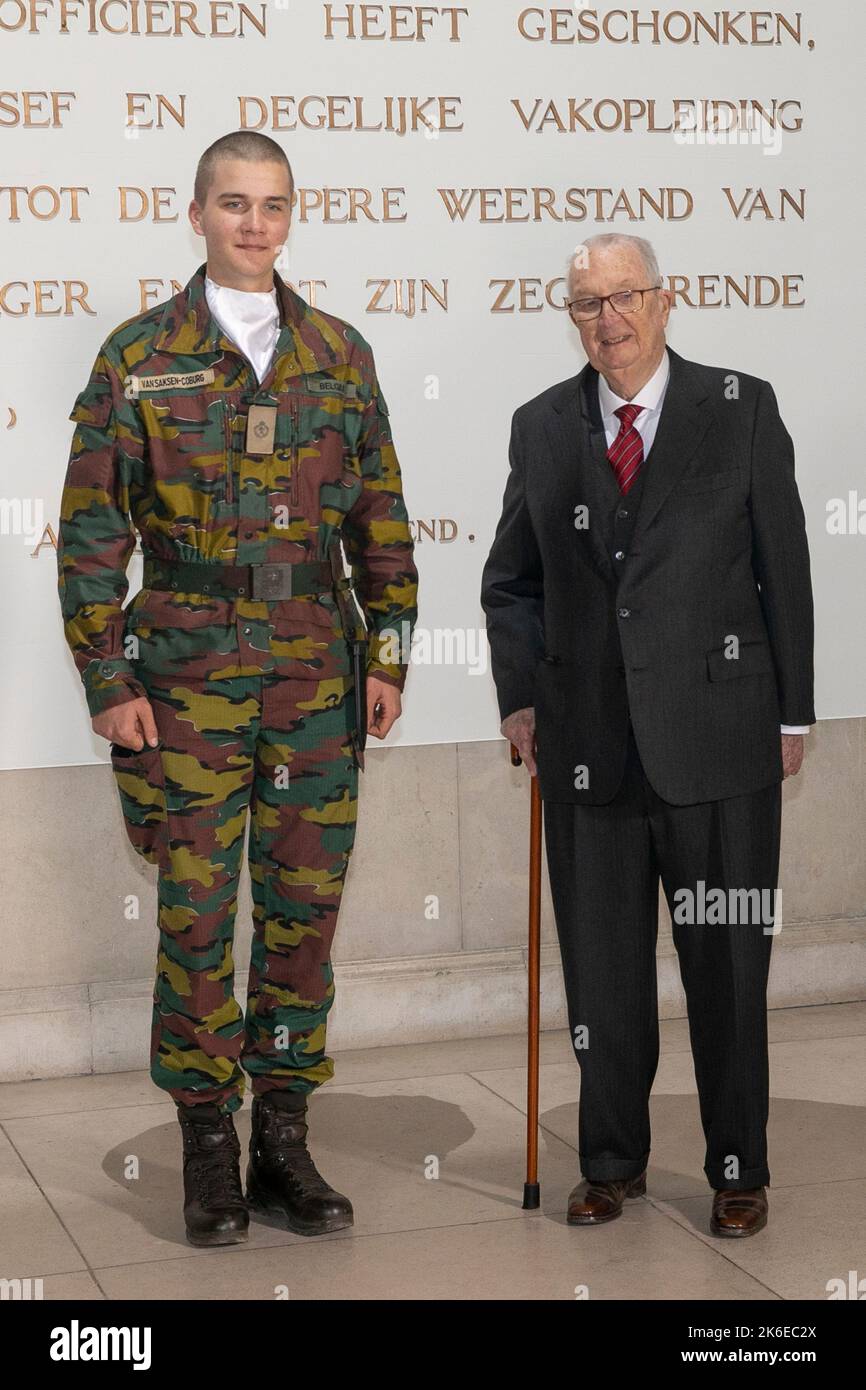 Prince Gabriel and King Albert II of Belgium poses for the photographer ...