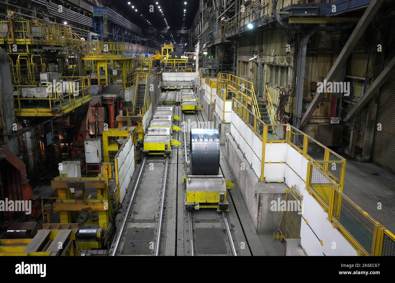 A view of the production line at ArcelorMittal Dofasco, a manufacturer of hot rolled steel coils ...