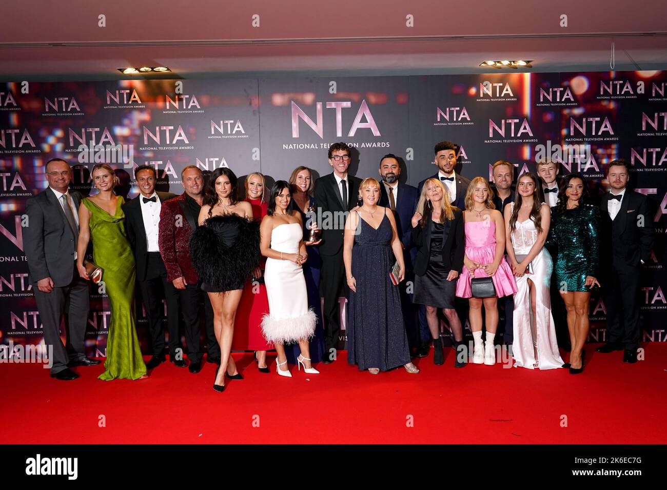 Mark Charnock (centre) and the cast and crew of Emmerdale in the press ...