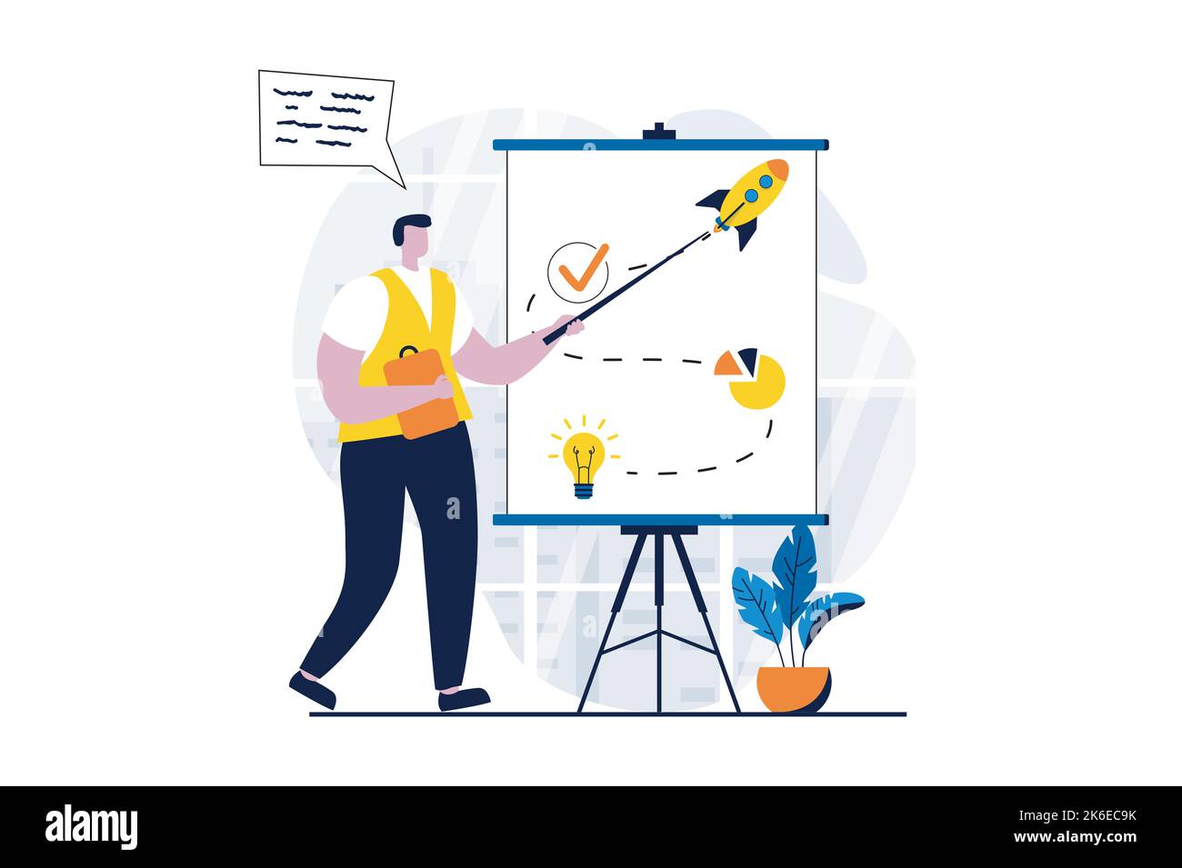 Strategic planning concept with people scene in flat cartoon design ...