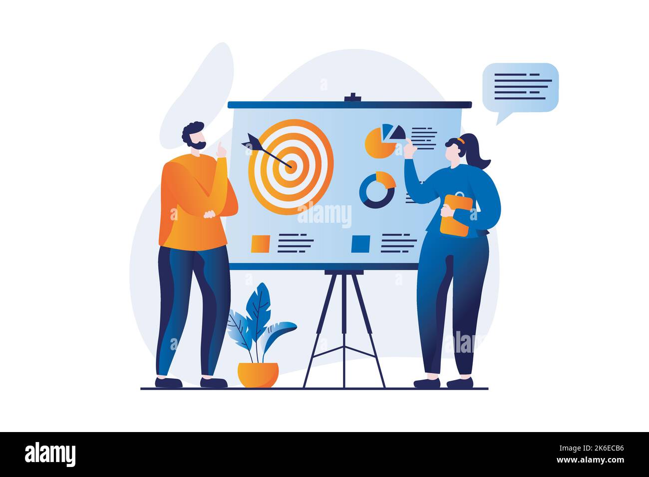 Strategic planning concept with people scene in flat cartoon design ...