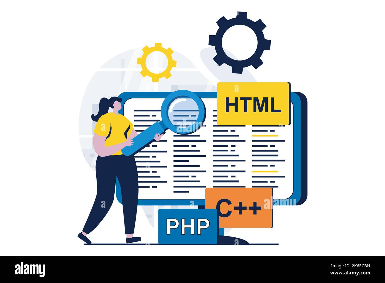 Software development concept with people scene in flat cartoon design ... Software development concept with people scene in flat cartoon design ...