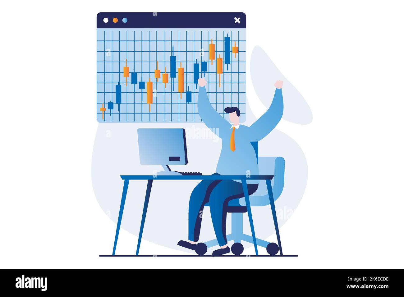 Stock market concept with people scene in flat cartoon design. Man ...