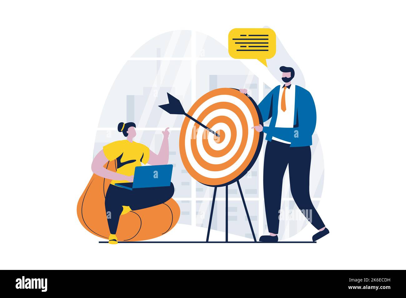 Strategic planning concept with people scene in flat cartoon design ...