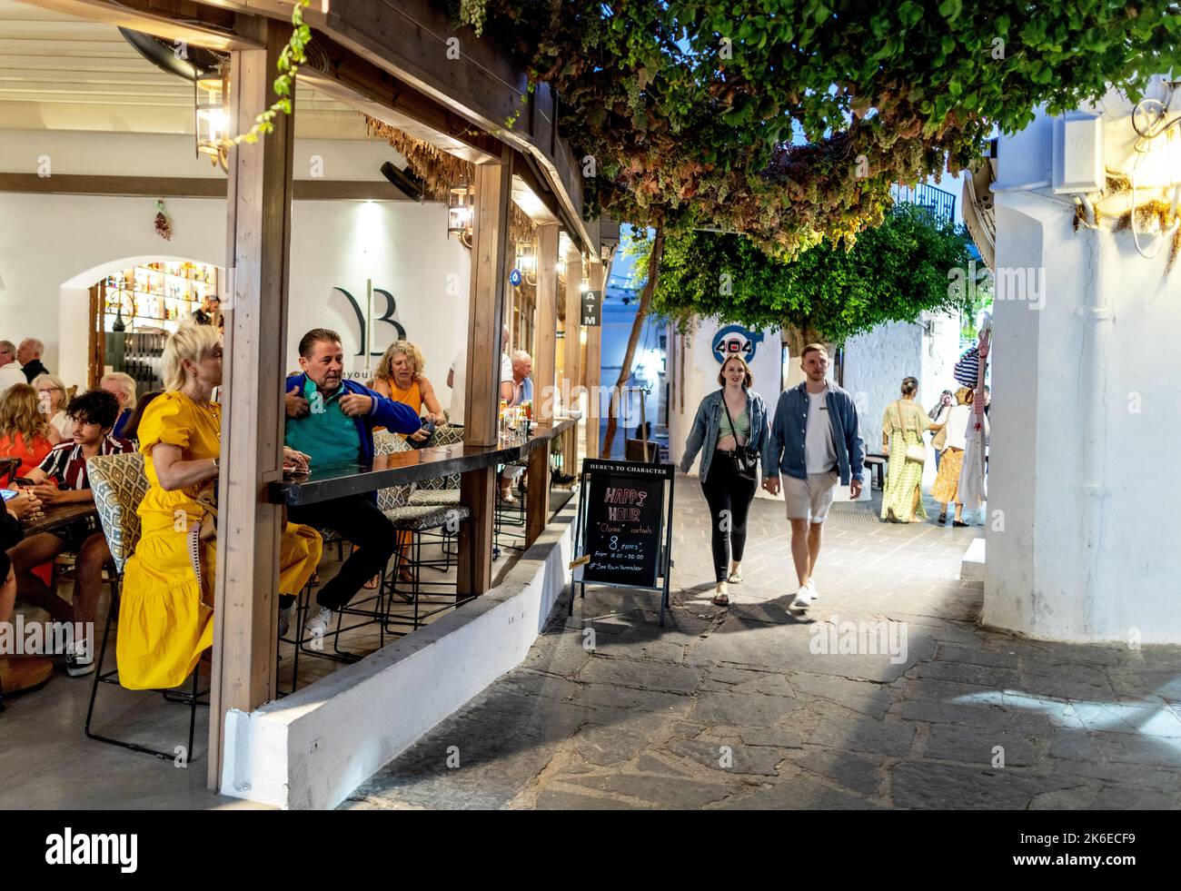 The Village of Lindos at Night Rhodes Greek Islands Stock Photo - Alamy
