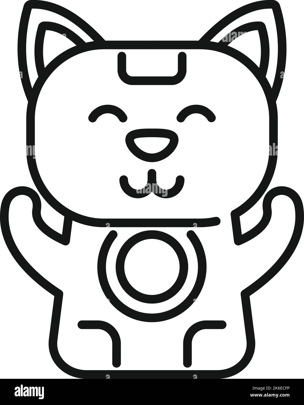 Rich lucky cat icon outline vector. Japan fortune. Cute animal Stock ...