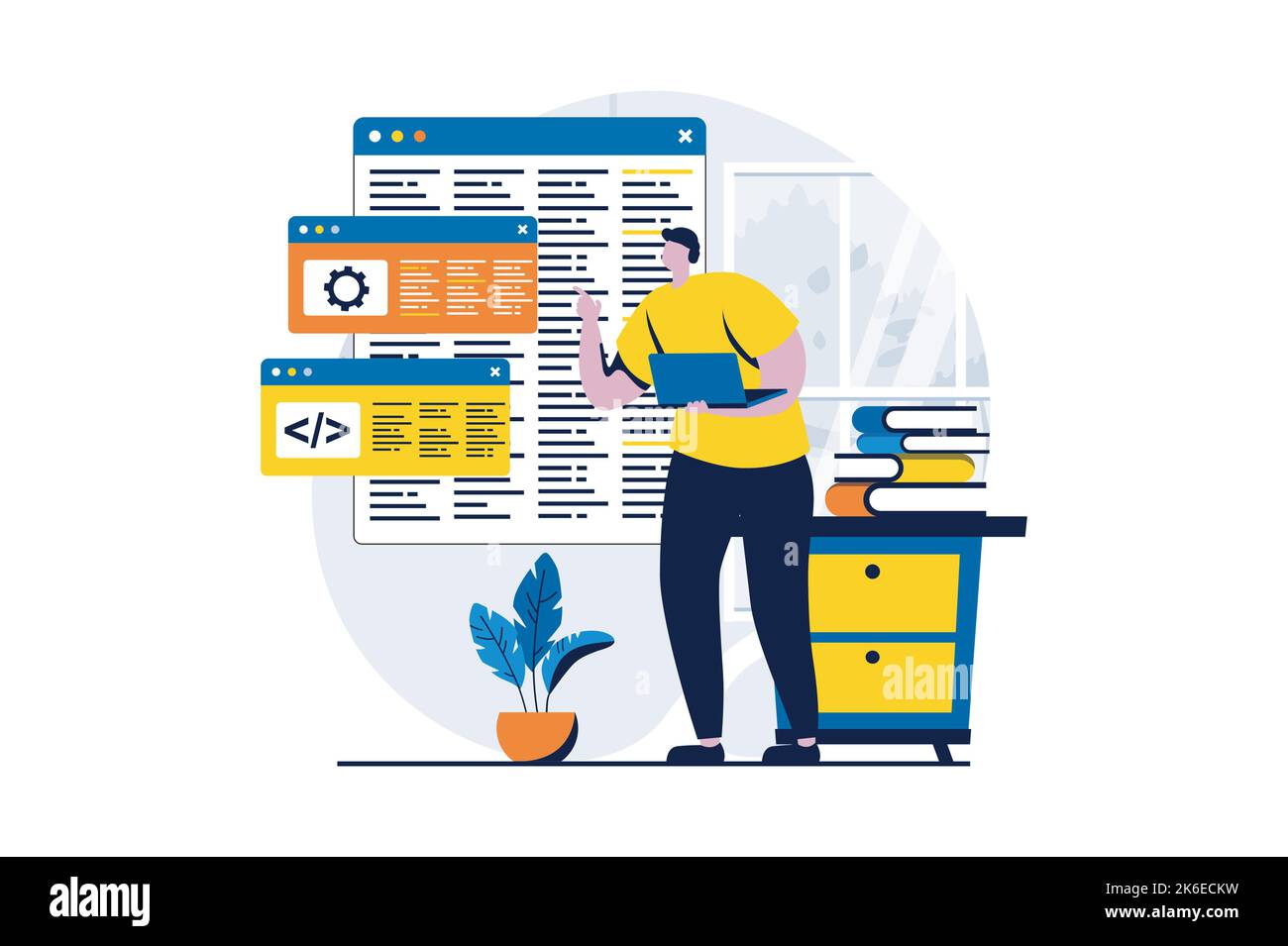Software development concept with people scene in flat cartoon design ... Software development concept with people scene in flat cartoon design ...