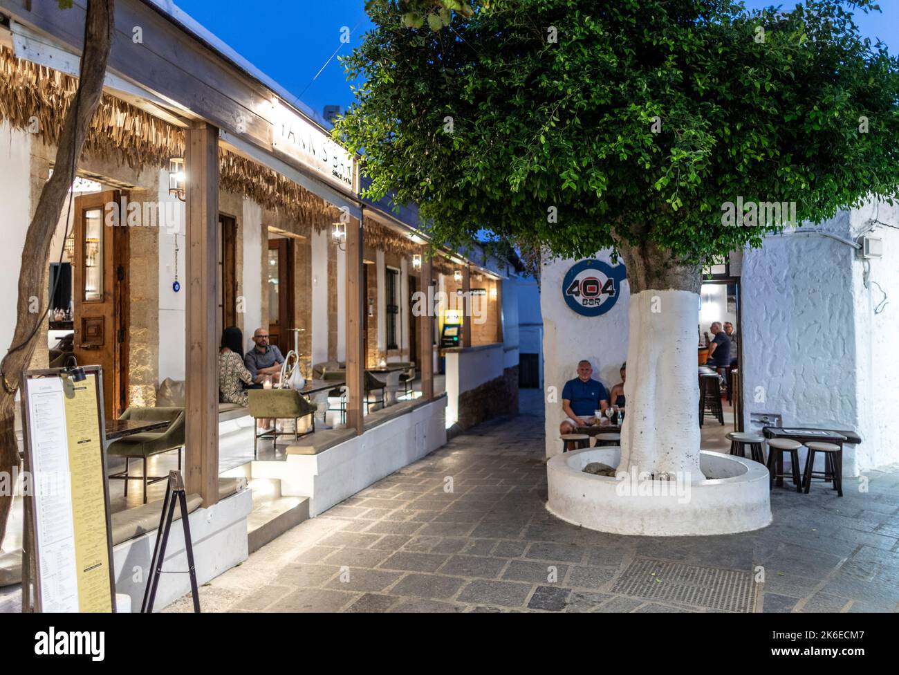The Village of Lindos at Night Rhodes Greek Islands Stock Photo - Alamy