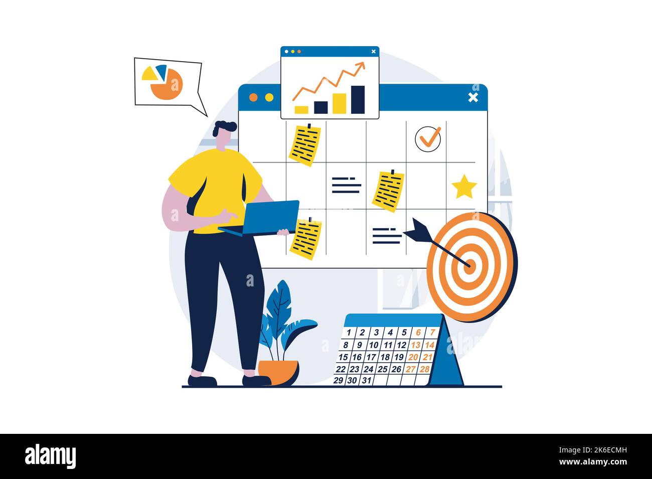 Strategic planning concept with people scene in flat cartoon design ...