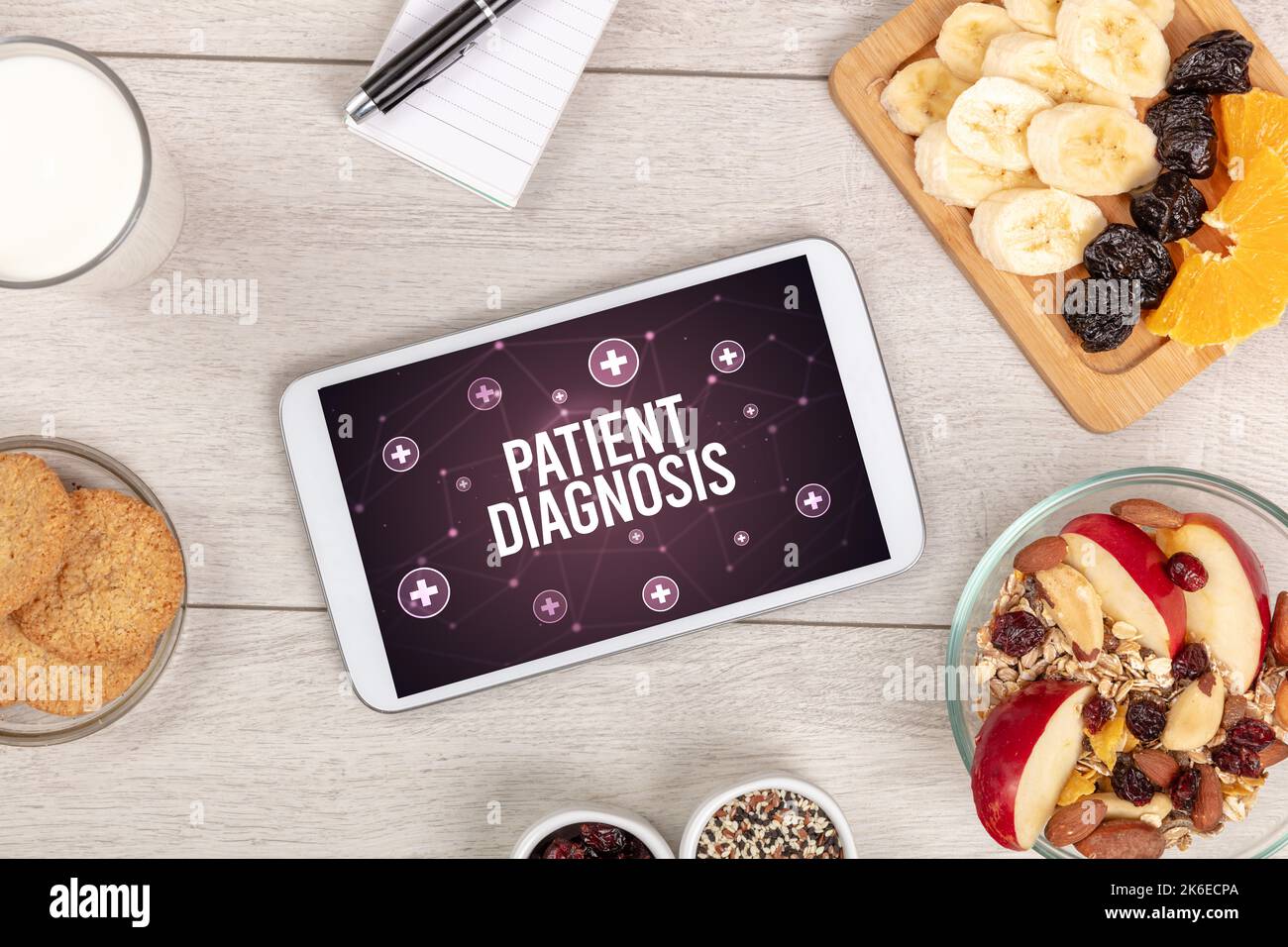 Tablet Pc with fruits, healthy concept Stock Photo - Alamy