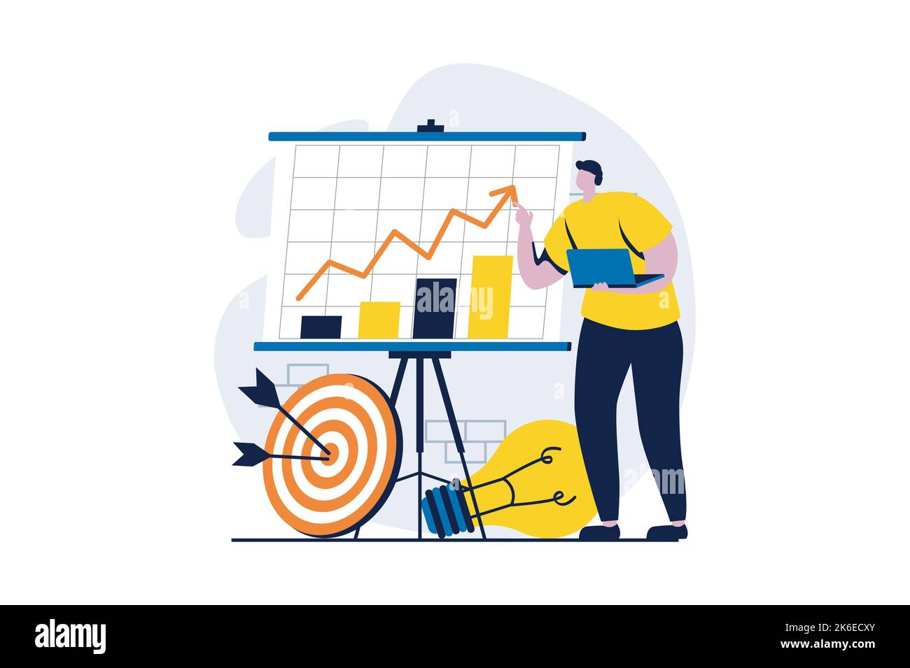 Strategic planning concept with people scene in flat cartoon design ...