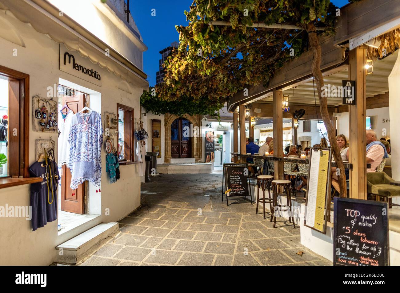 The Village of Lindos at Night Rhodes Greek Islands Stock Photo - Alamy