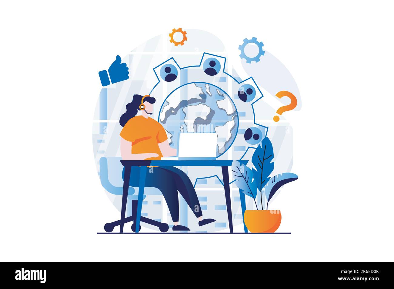 Technical support concept with people scene in flat cartoon design ...