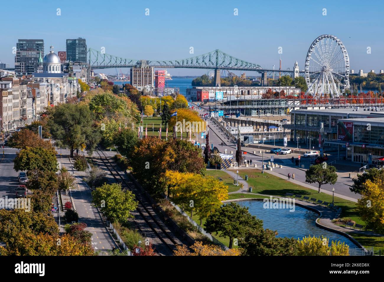 Montreal, CA - 11 October 2022: Aerial view of the Old Port of Montreal ...