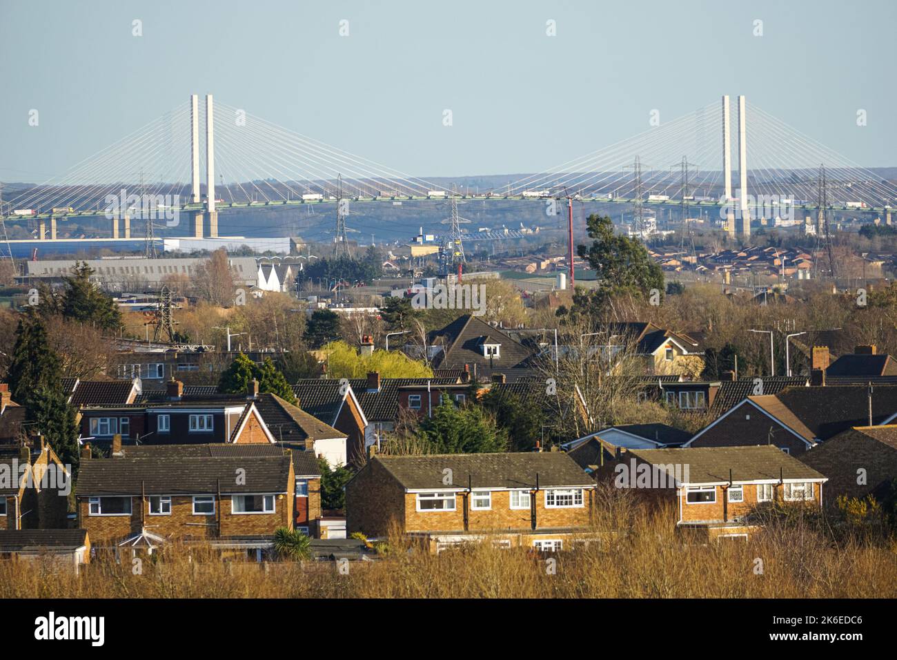Houses in Rainham with Queen Elizabeth II bridge in the background ...