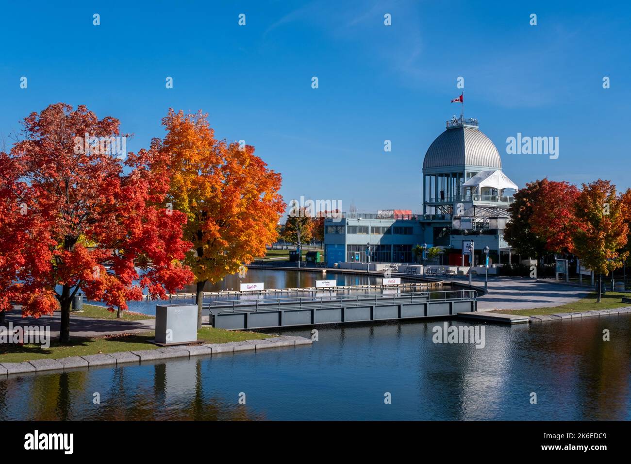 Montreal, CA - 11 October 2022: Red maple trees and Bonsecours Basin ...