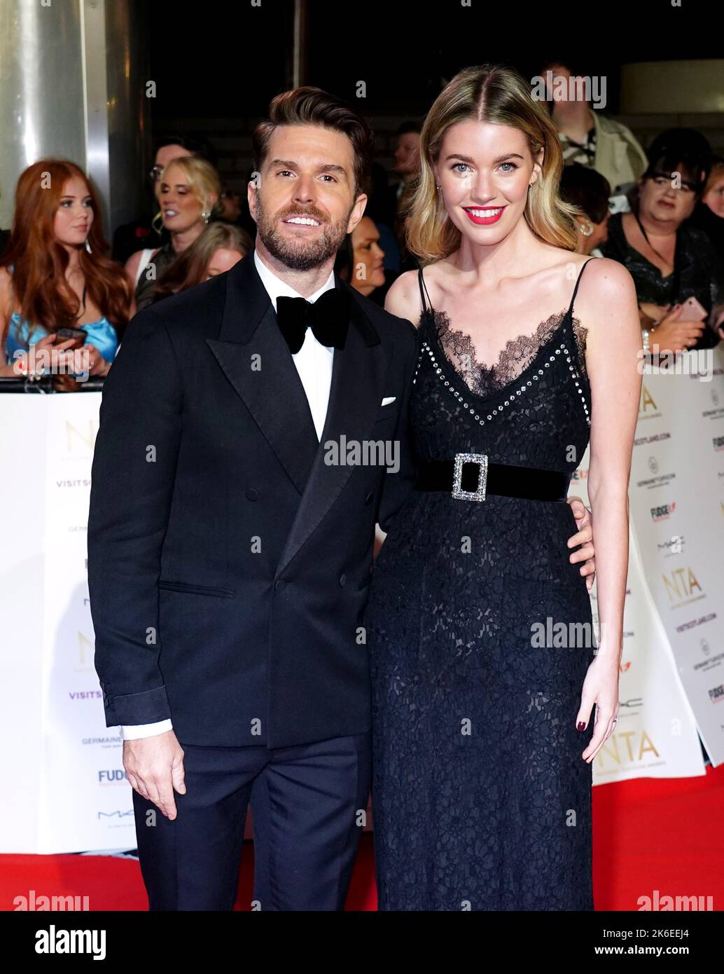 Joel Dommett and Hannah Cooper attending the National Television Awards ...