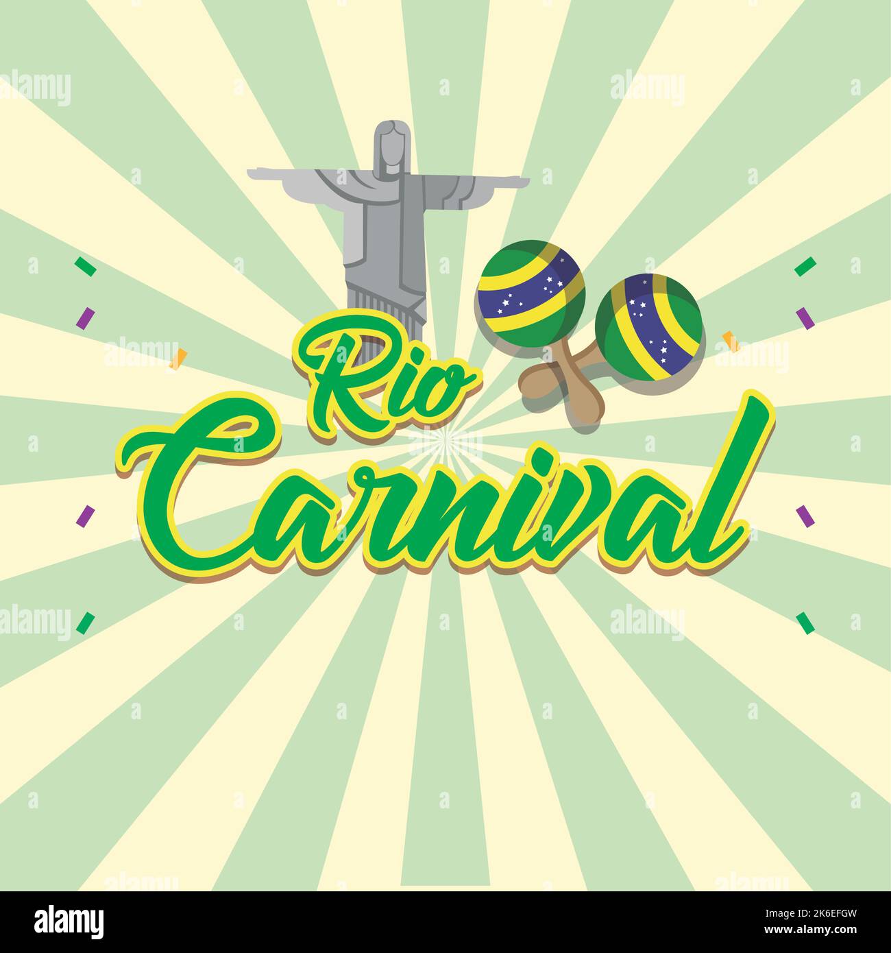 Colored rio de janeiro carnival poster with maracas and landmark Vector ...