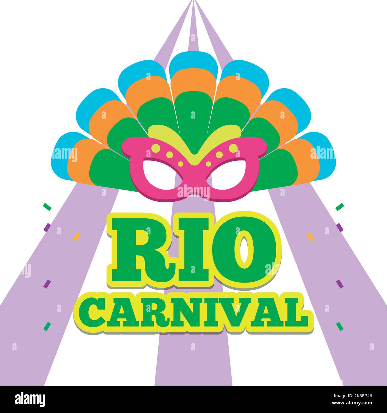 Colored rio de janeiro carnival poster with traditional mask Vector ...