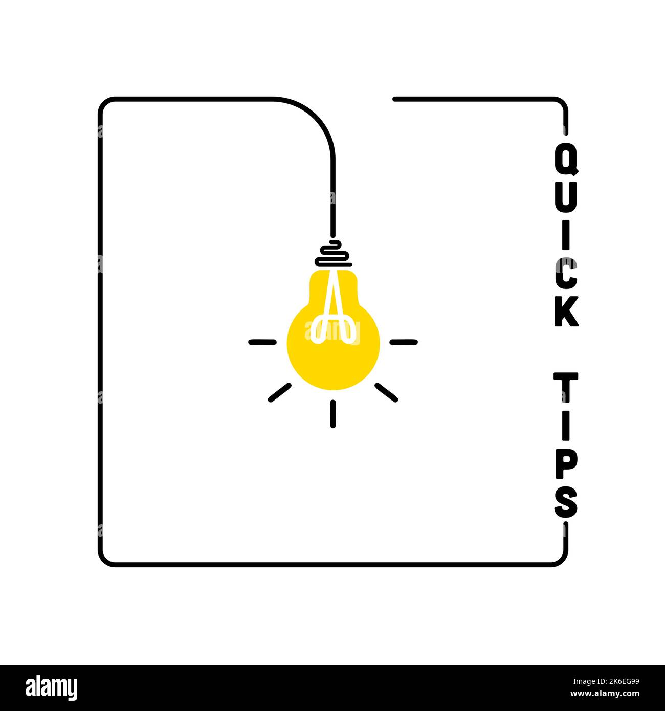 Quick tips icon badge. Top tips advice note icon. Idea bulb education ...