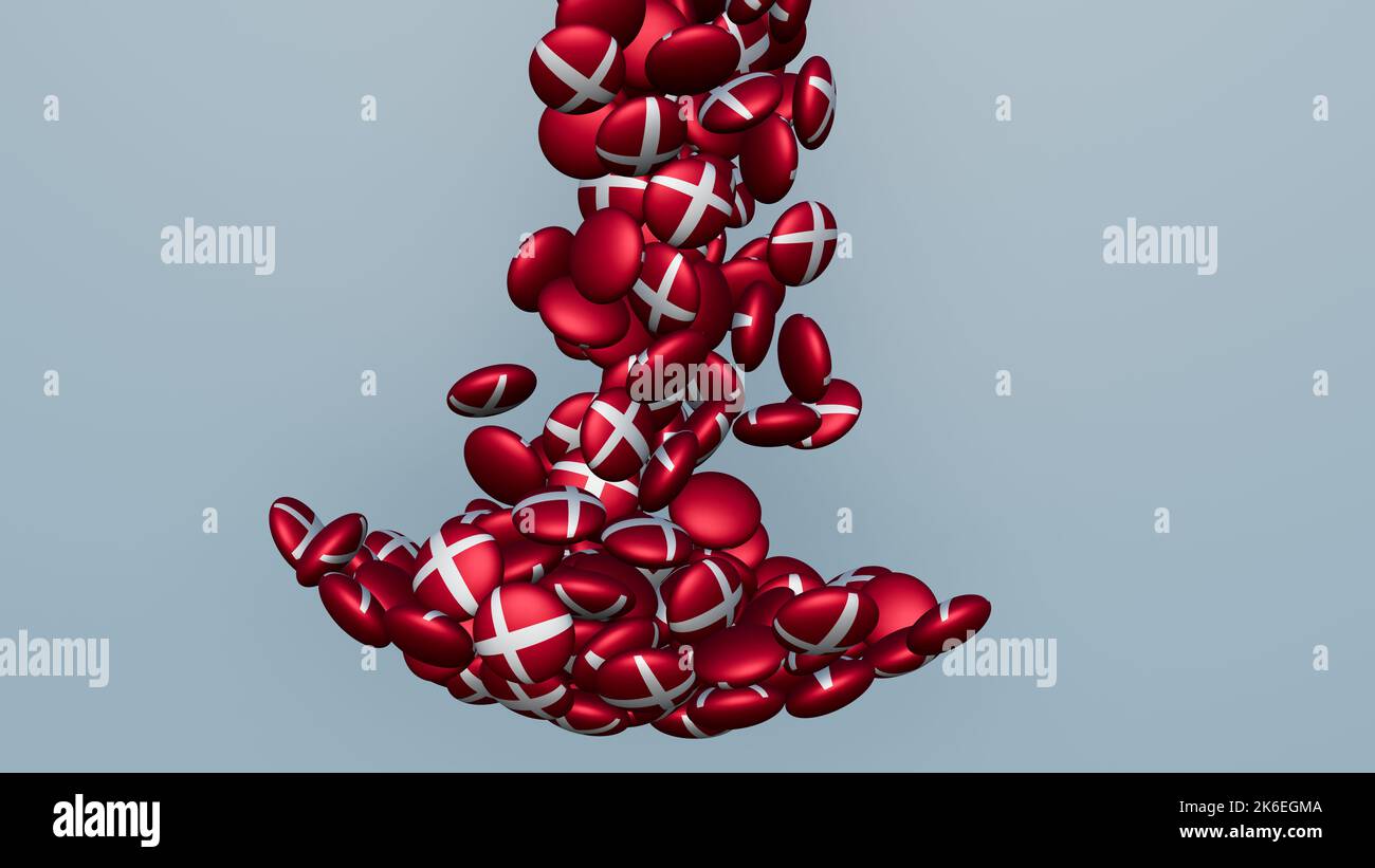 3D rendering of actual colored candy with a flag of Denmark , isolated ...