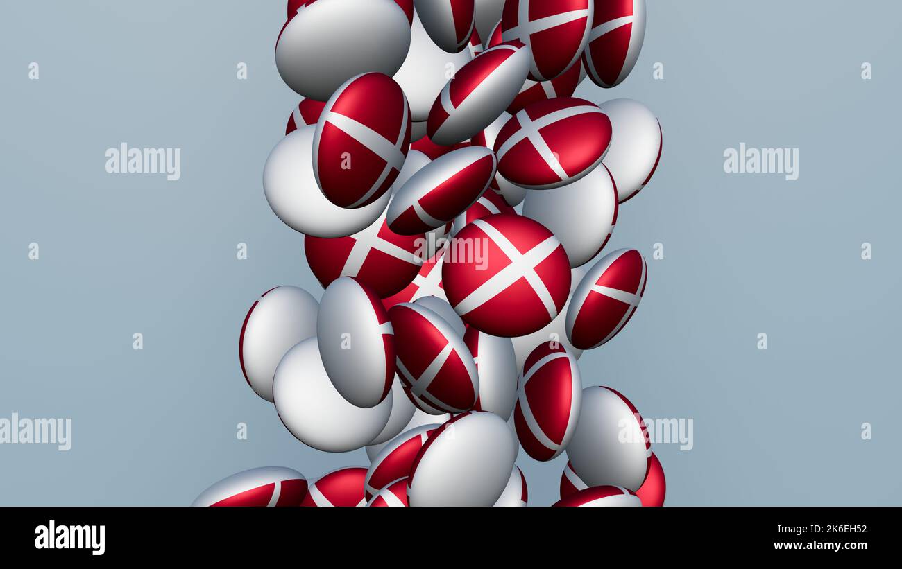 3D rendering of actual colored candy with a flag of Denmark , isolated ...