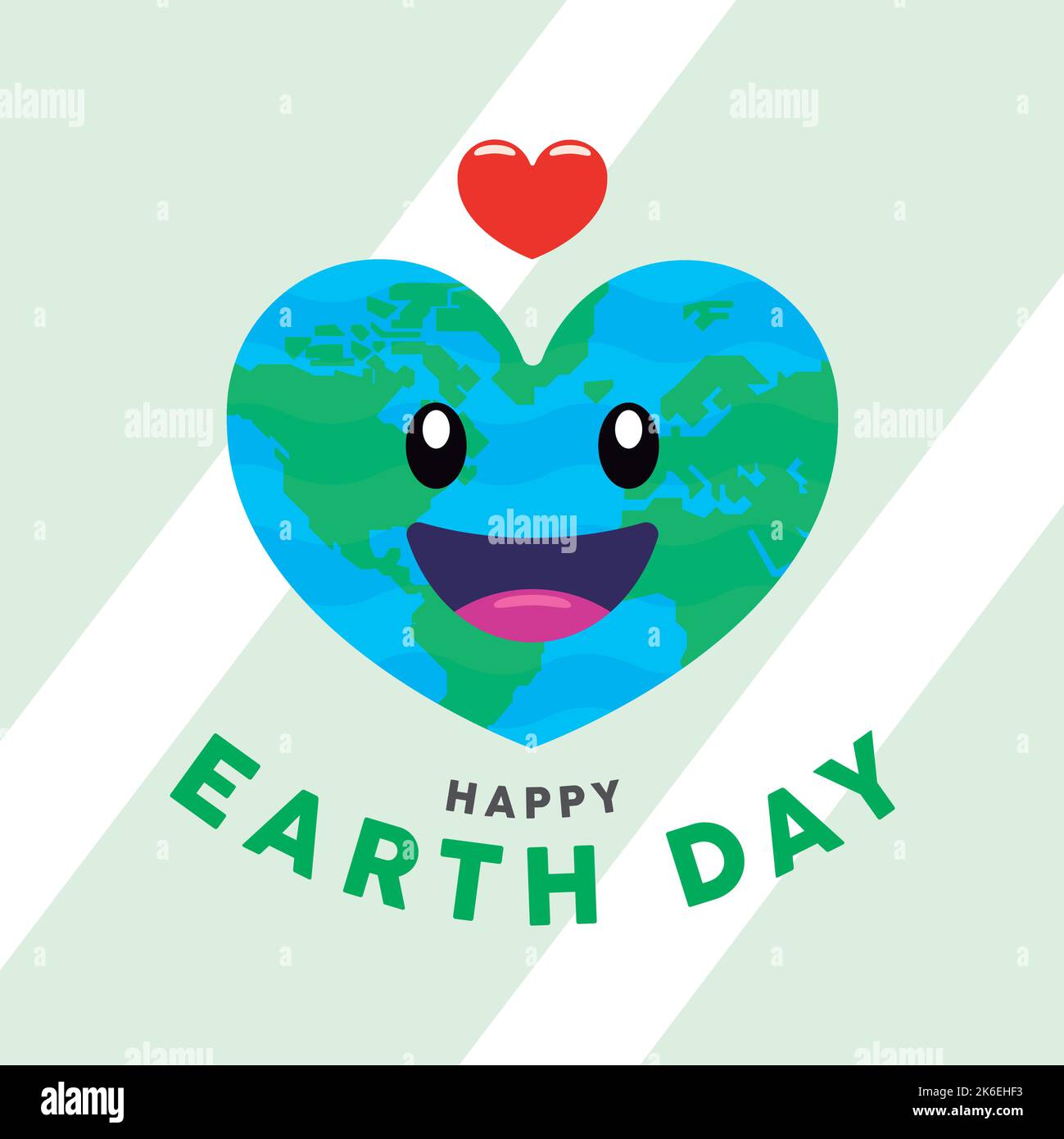Cute earth planet with heart shape Earth day poster Vector Stock Vector ...