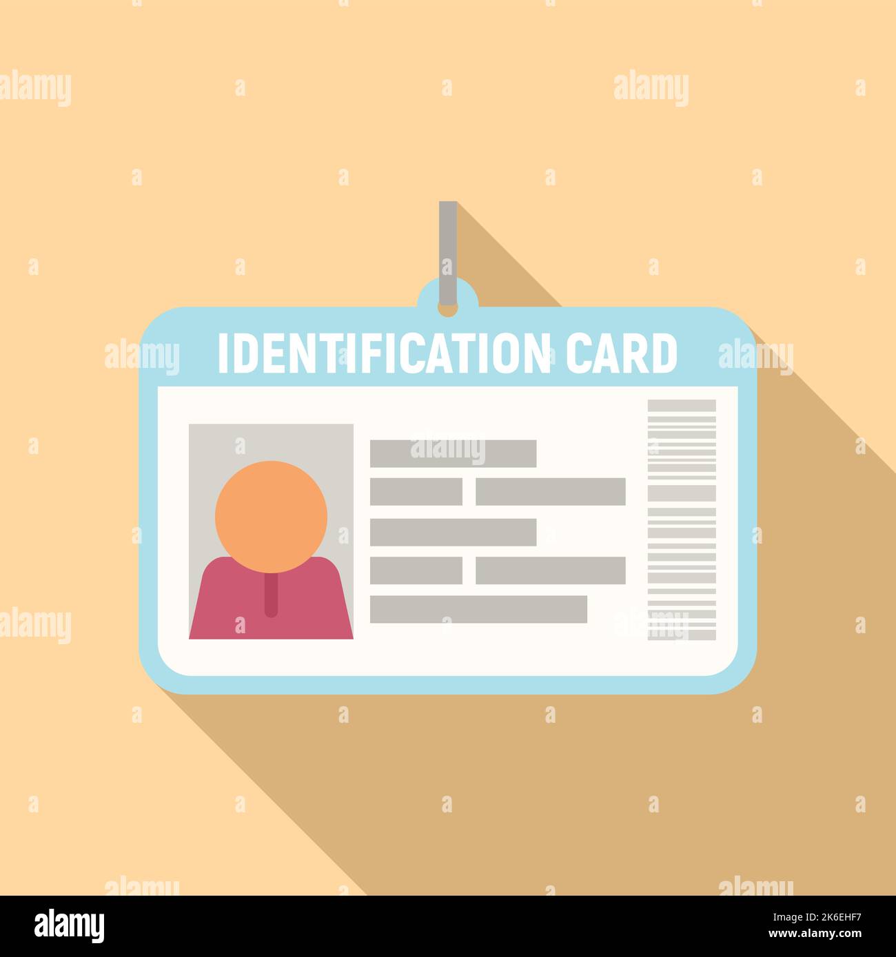 Id card name icon flat vector. Identification badge. Template pass ...