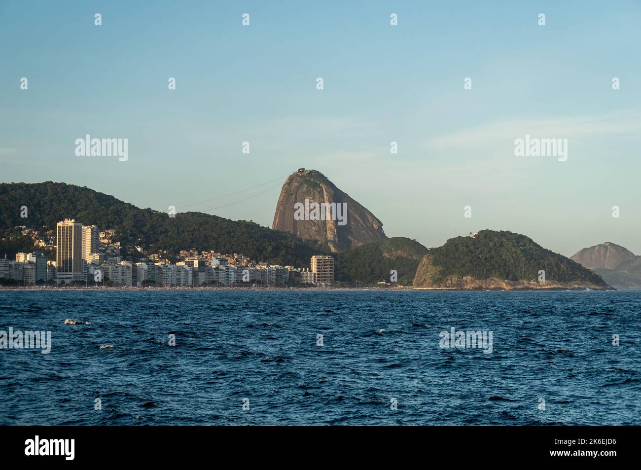 Distant view of Copacabana and Leme beaches coastline with tall ...