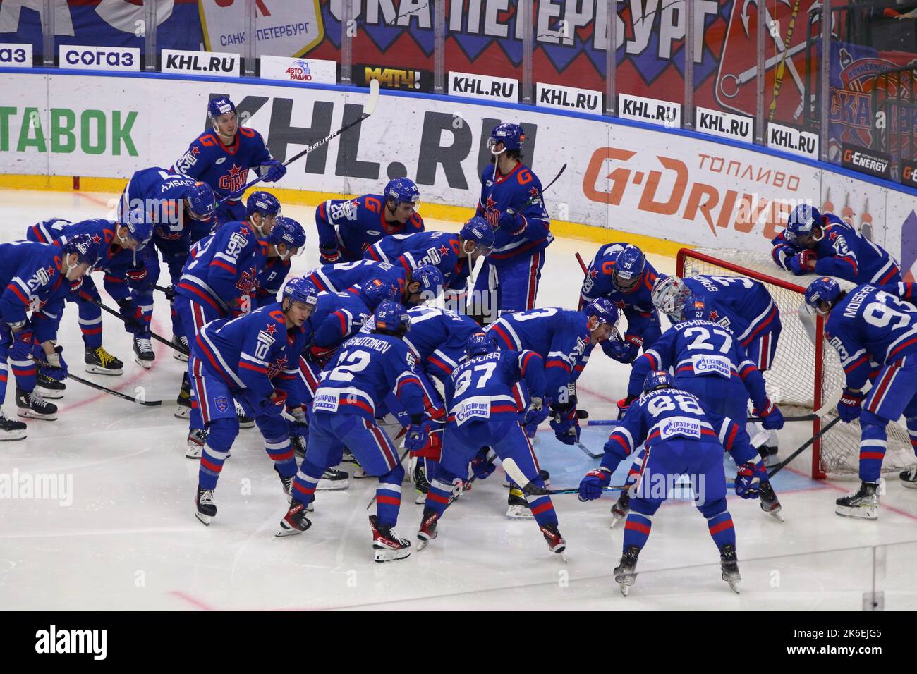 SKA Hockey Club players seen in action during the Kontinental Hockey ...