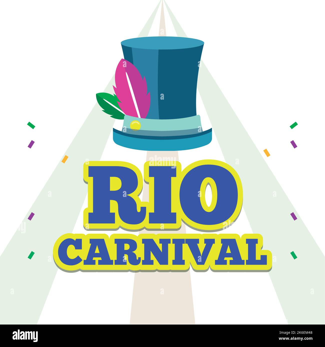 Colored rio de janeiro carnival poster with hat and feathers Vector ...