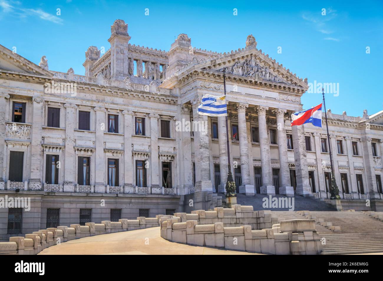 Parliament of Uruguay and national Flag , Montevideo, South America ...