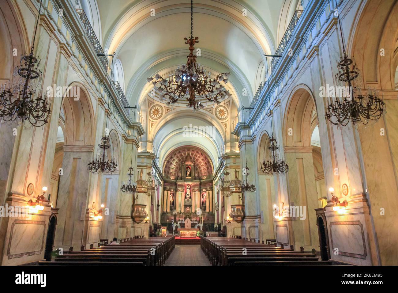 Montevideo Metropolitan Cathedral ornate altar interior, Uruguay Stock ...