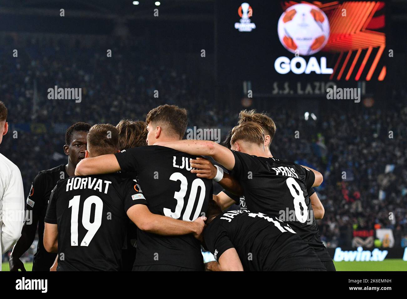 Italy, 13 October 2022, Sturm Graz's players jubilates after scoring ...